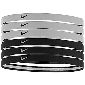 Nike Swoosh Sport Headbands 6pk (One Size Fits Most, Black/White)