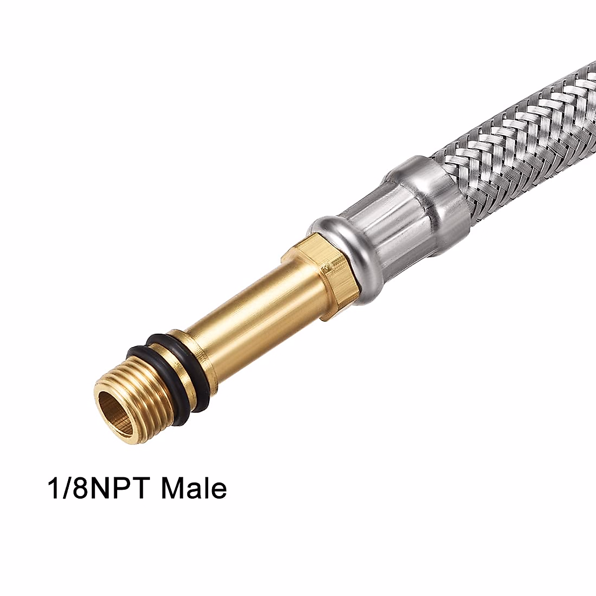 uxcell Faucet Supply Line Connector G1/2 Female x 1/8NPT Male 59 Inch Length 304 Stainless Steel Hose 2Pcs