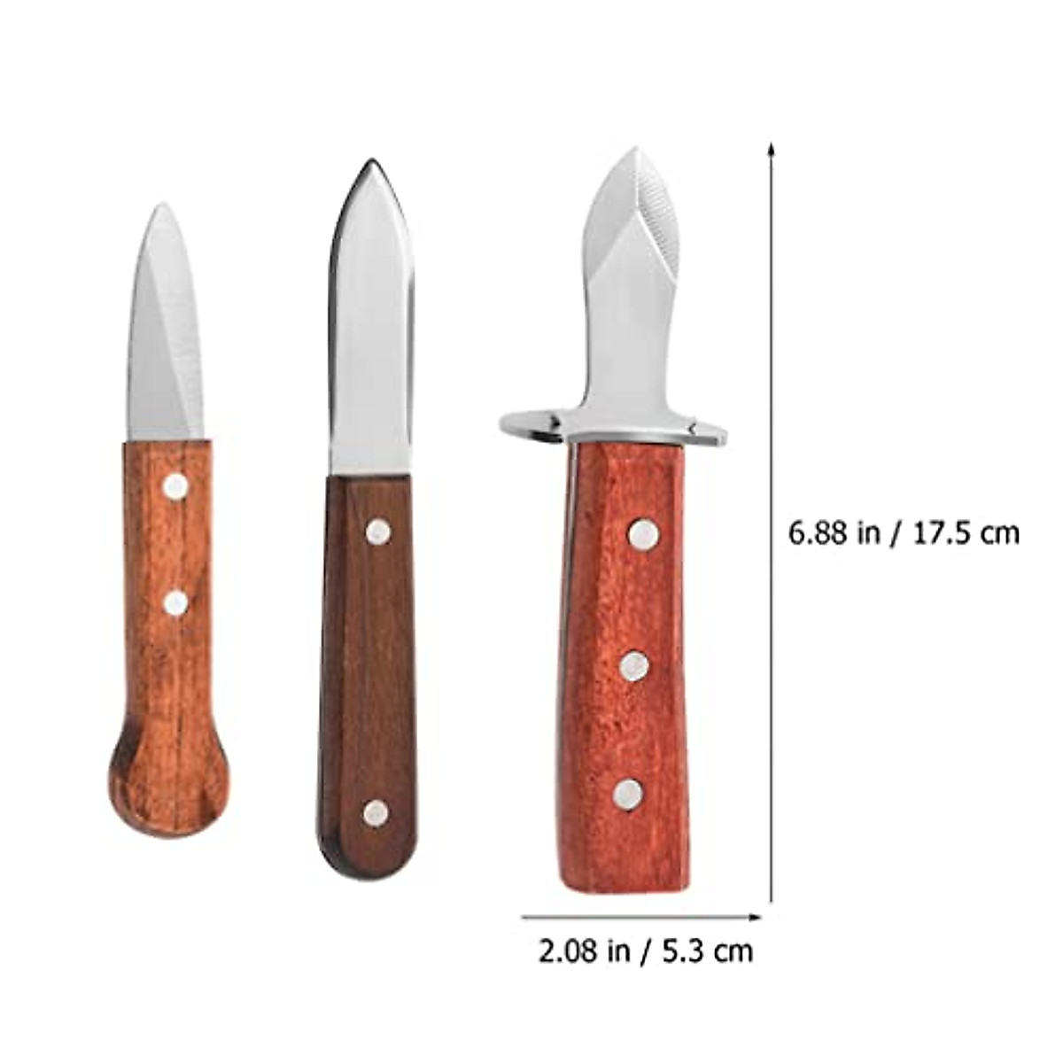 Angoily Hand Oyster Shucker 3Pcs Stainless Steel Oyster Knives with Wood Handle Shucker Oyster Shucking Tool Clam Shellfish Seafood Opener Practical Kitchen Oyster Knife Shucker