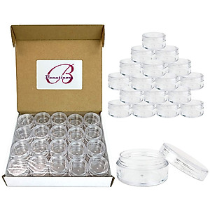 Beauticom 10g/10ml (0.35 Fl Oz) Round Clear Jars with Round Top Lids for Creams, Lotions, Make Up, Powders, Glitters, and more... (Color: Clear Lid, Quantity: 40 Pieces)