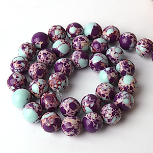 GOMOOBEADS 36 PCS of Natural Purple Imperial Jasper Beads for DIY Jewelry - 10MM Round Spacer & Energy Healing Stones, 15.5" Strand of Gemstones for Bracelets & Necklace