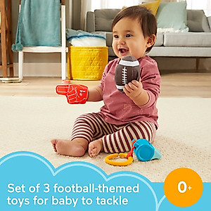 Fisher-Price Tiny Touchdowns Gift Set, 3 football-themed baby toys and teether for infants ages 3 months and up