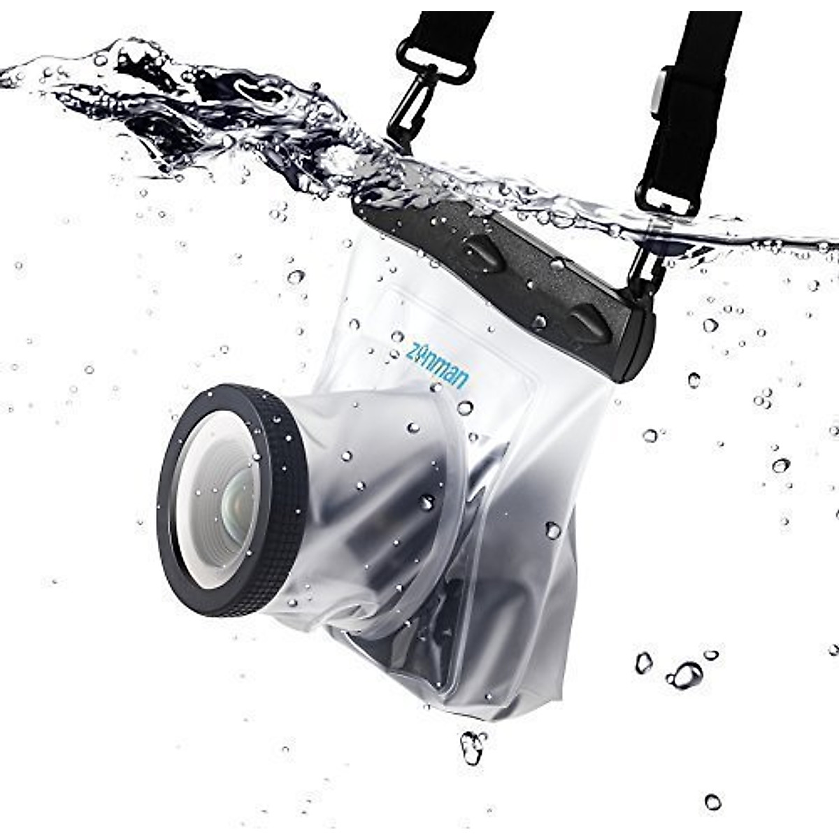 Zonman DSLR Camera Univeral Waterproof Underwater Housing Case Pouch Bag for Canon Nikon Sony Pentax Brand Digital SLR Cameras (Transparent)