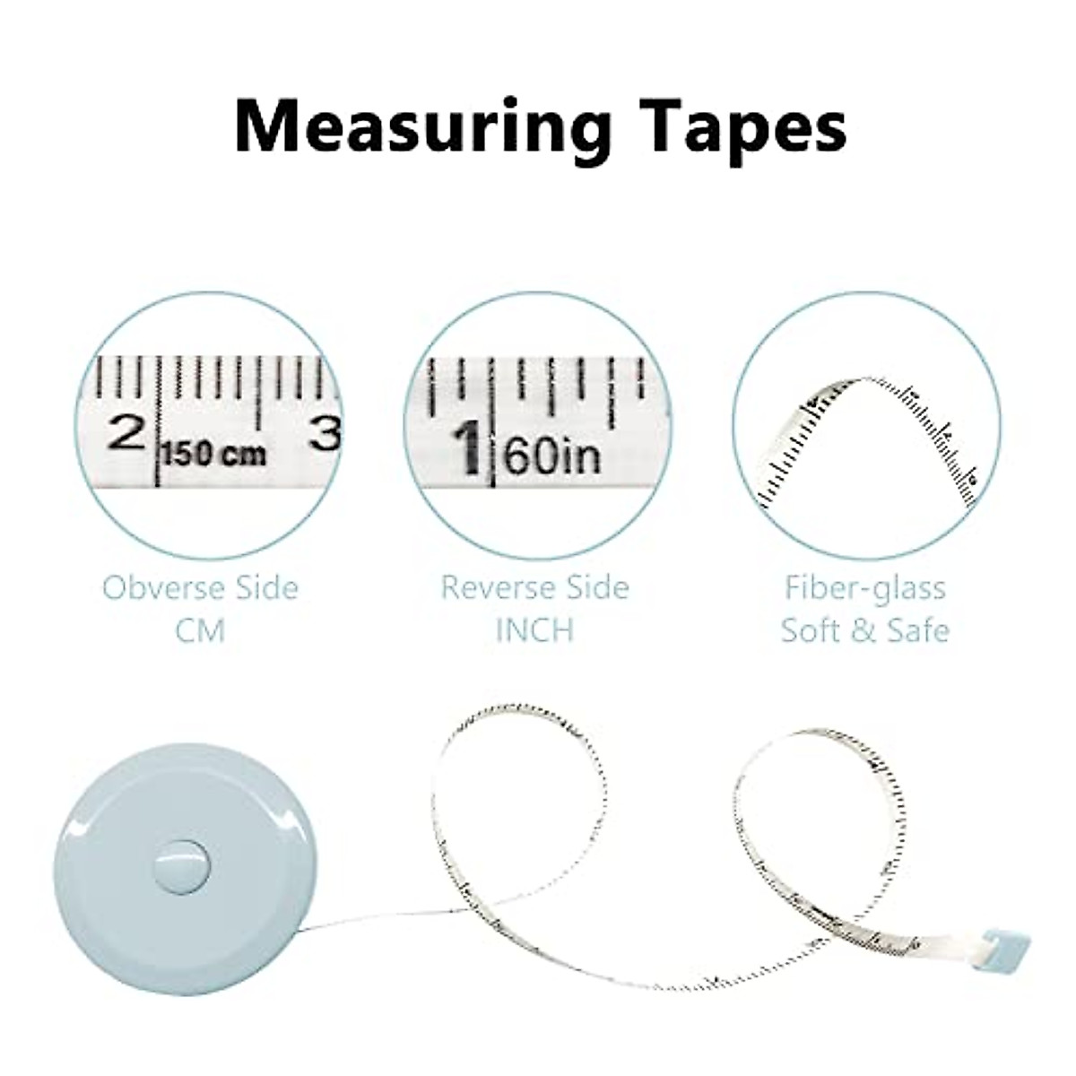 3 Pack Tape Measure Measuring Tape for Body Fabric Sewing Tailor Cloth Knitting Craft Weight Loss Measurements Retractable 60-inch 1.5 Meter, Small Push Button Dual Sided Tape Measure Body Measuring