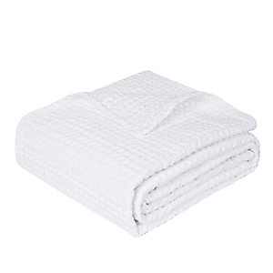 PHF 100% Cotton Baby Waffle Blankets - Lightweight Washed Soft Breathable Comfortable Swaddling Receiving Sleep Blankets - 30"x 40" Baby Toddler Blanket for Boys and Girls, White