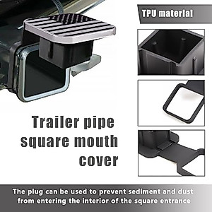 gunhunt 1 PC Auto Tow Trailer Seal Cap, 3.15" x 3.05" American Flag Square End Plug Plug Protector, Universal for 2" Trailer Receiver Tube, Compatible with Cars, Trucks, Vans, SUVs, Trailers (Black)