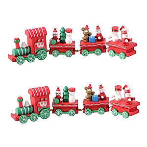 BESTOYARD 2pcs Christmas Ornaments for Kids Miniature Train Christmas Train Decorations Xmas Train Toy Miniature Christmas Train Mini Christmas Train Wood Bamboo Child Model Christmas Tree