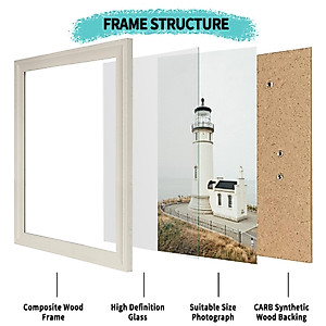 iRahmen 11x14 Picture Frame Set of 2, HD Glass Picture Frames Display Pictures 11x14 without Mat, 11 x 14 Rustic Photo Frame for Photo Poster Certificate Wall Gallery Horizontal Vertical