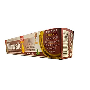 Essential Palace (Pack of 6) Organic Miswak Herbal Whitening Toothpaste - Refreshing- with Moringa Oil, Cinnamon Oil, Miswak Extract, Olive Oil & Honey- 100% Fluoride Free & Vegetable Base - 6.5 Oz