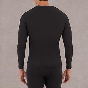 Fruit of the Loom Men's Recycled Waffle Thermal Underwear Crew Top (1 and 2 Packs), Black/Greystone Heather, Large