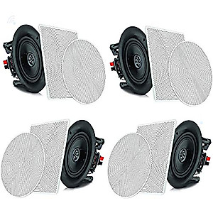 Pyle 6.5” 4 Bluetooth Flush Mount in-Wall in-Ceiling 2-Way Speaker System & Wireless BT Receiver Wall Mount - 100W in-Wall Audio Control Receiver w/Built-in Amplifier, USB/Microphone (3.5mm) Inputs