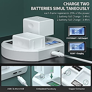 Taken Arlo Pro 4 Battery 3.85V 4800mAh Arlo Batteries Replacement Long Lasting Arlo Camera Batteries for Arlo Ultra 2 Arlo Pro 3 Pro 4, 2 Pack with Arlo Battery Charger Station