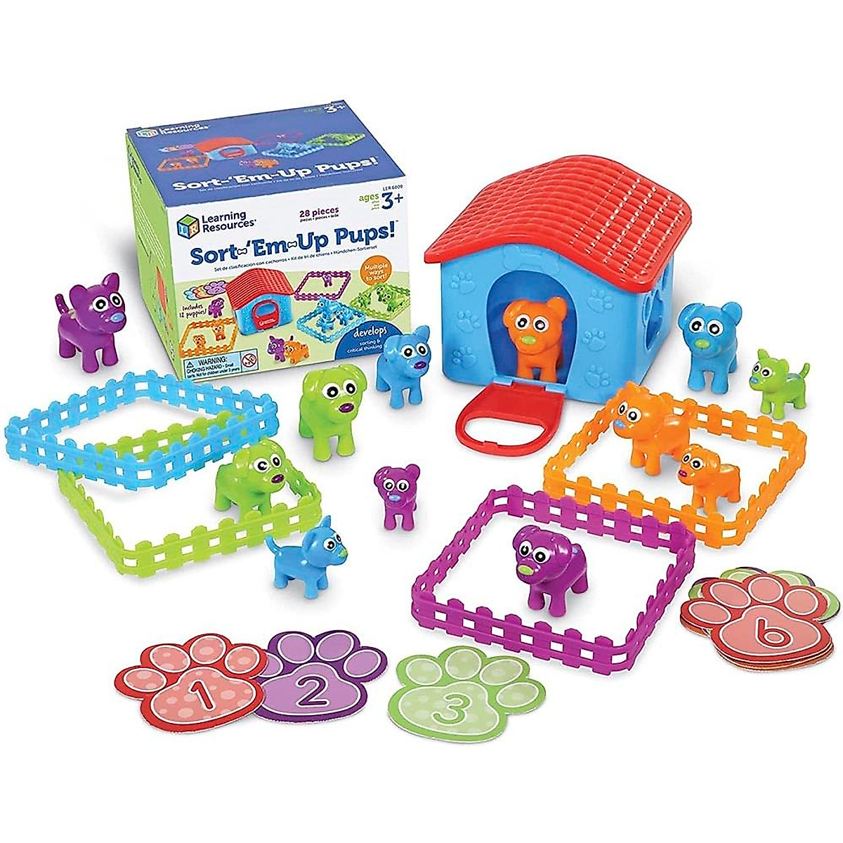 Learning Resources Sort-'Em-Up Pups 28 Pieces, Ages 3+ Sorting & Matching Toys, Educational Toys for Toddlers, Preschool Toys, Toddler Learning Toys