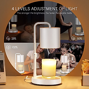 zukakii Candle Warmer Lamp Adjustable Height Dimmable Candle Lamp Warmer with Timer Compatible with Large Jar Candles No Flame Scented Candle Wax Warmer with 2 Bulbs White