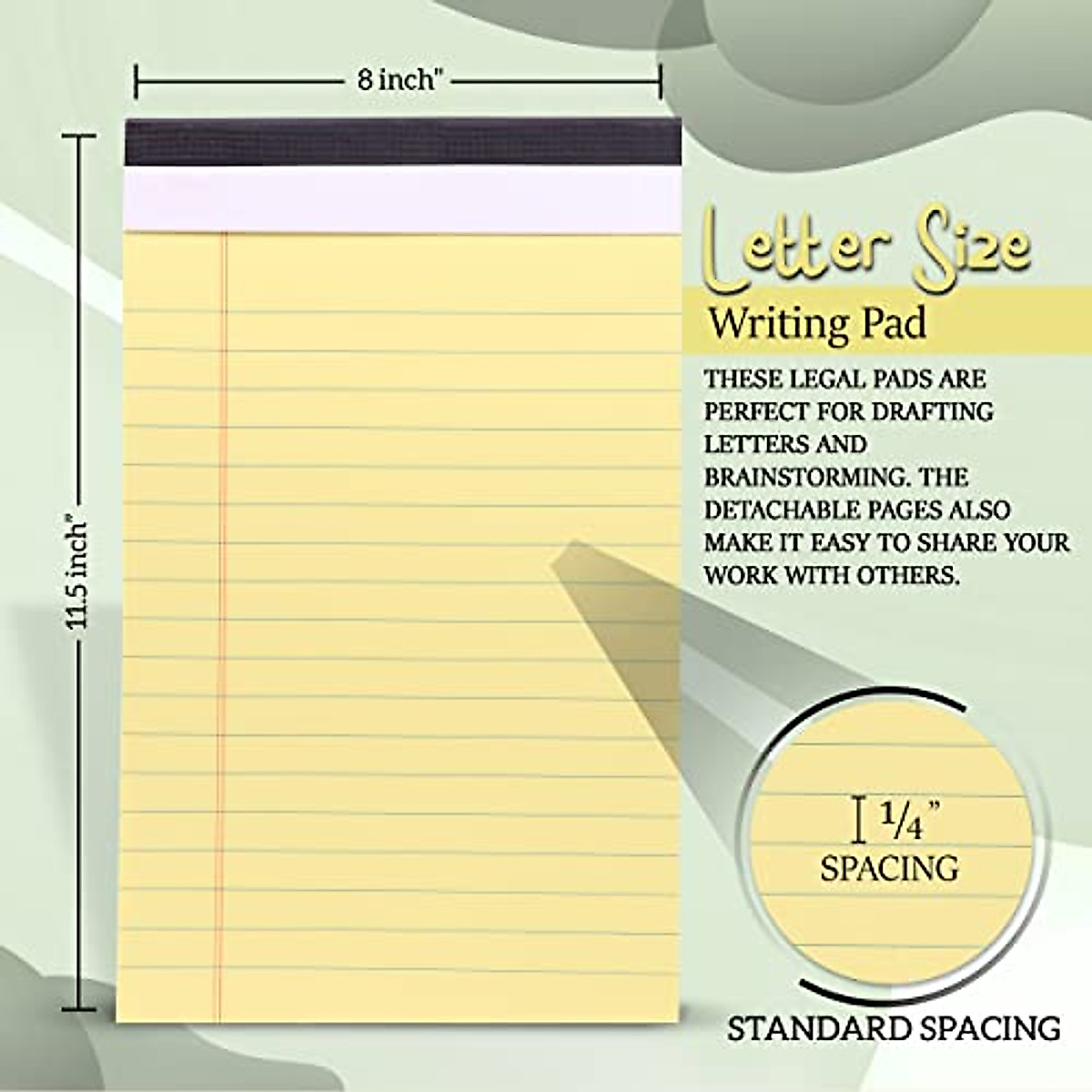 Emraw Yellow Legal Pads 8.5 x 11.75 – Canary Yellow Micro Perforated Edge Legal Ruled Universal 50 Sheets Letter Size Writing Pad (Pack of 3)