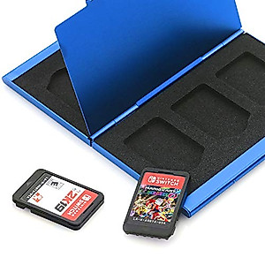 Premium Game Card Case for Nintendo Switch, Aluminum Game Cartridge Holder for Nintendo Switch (Hold 6 Game Cards) (Blue)