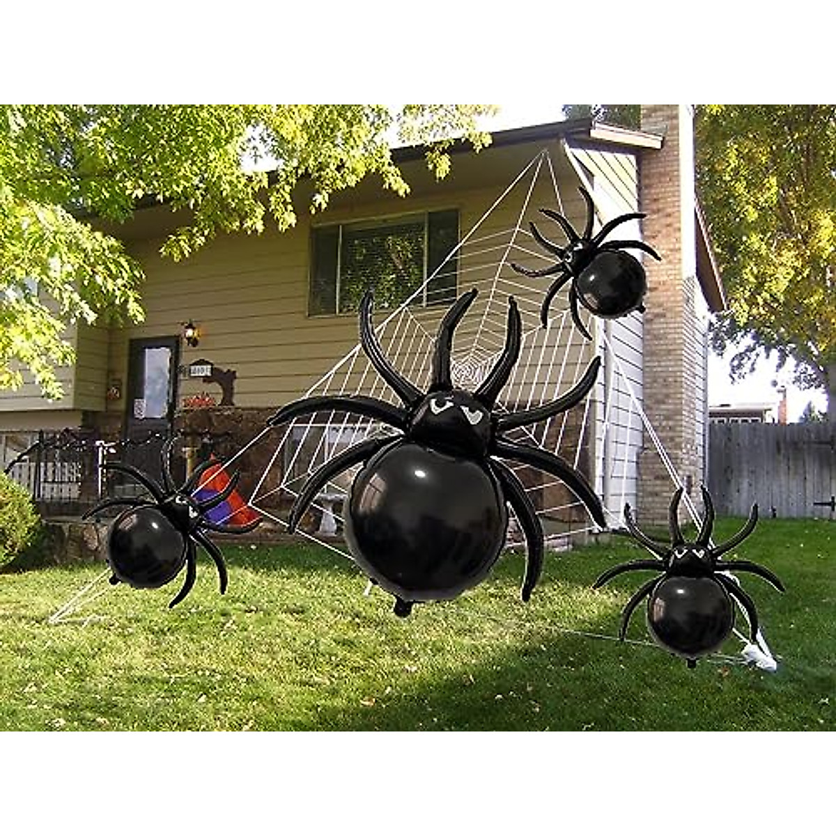 12PCS Halloween Black Spider balloons - 32.5“ Giant and 17.2” Small Spiders Foil Balloon for Halloween Decoration Day of Death New Year Birthday Spooky Party Supplier