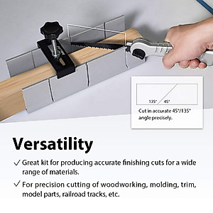 FIRSTINFO H5441 Metal Aluminum Miter Box 9.8 Inch Mitre Box for Manual Saw for Hand Saw 3 Cutting Angles with Fixable Screw