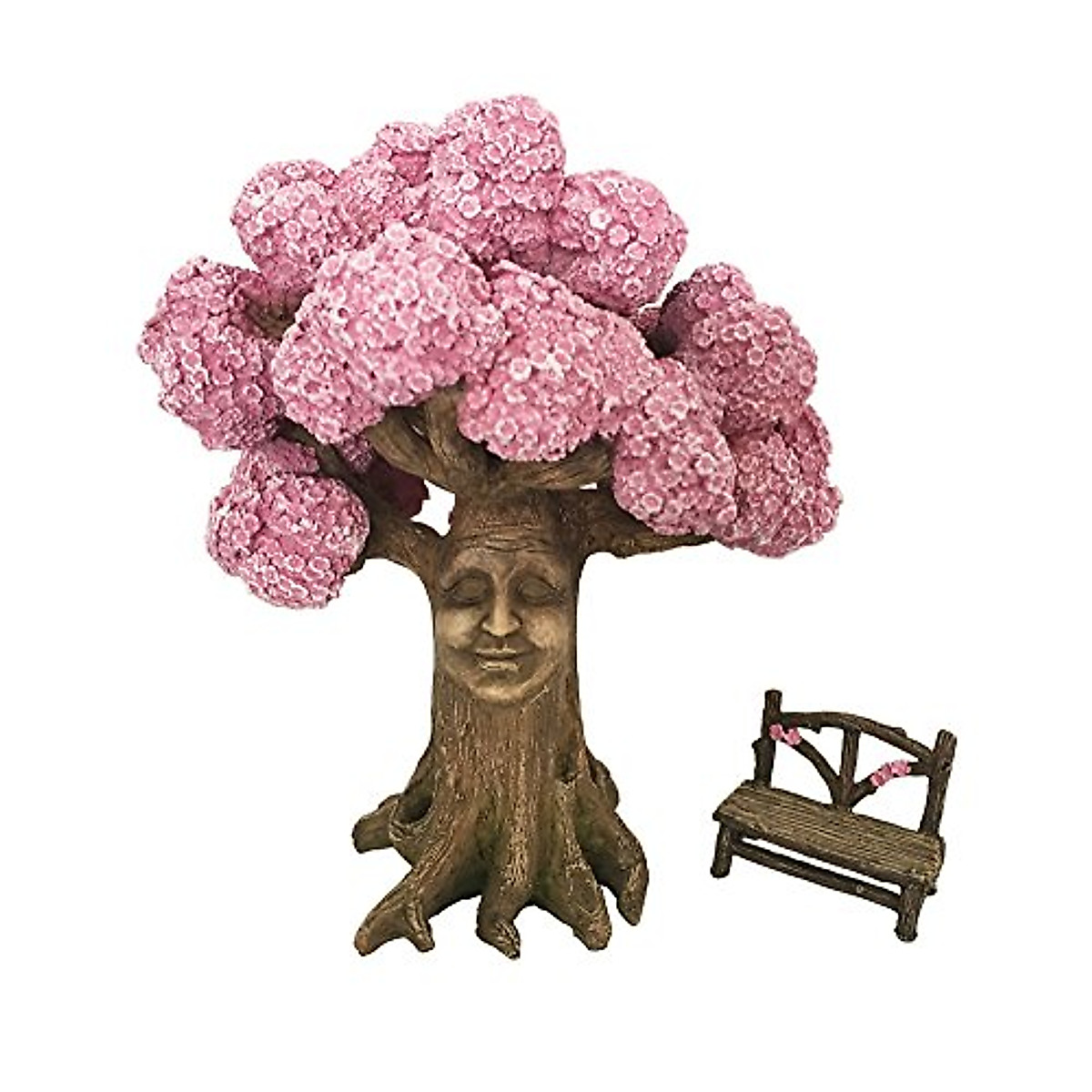 GlitZGlam Ethan's Magical Tree with a Matching Fairy Bench for The Enchanted Fairy Garden (9 Inch Tall) - A Fairy Garden Accessory