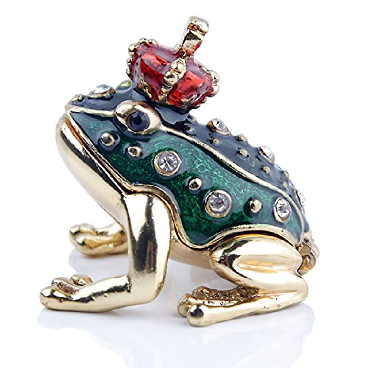 SEVENBEES Small Frog Prince Trinket Boxes Hinged Frog Figurine Jewelry Boxes Gift for Girls Women