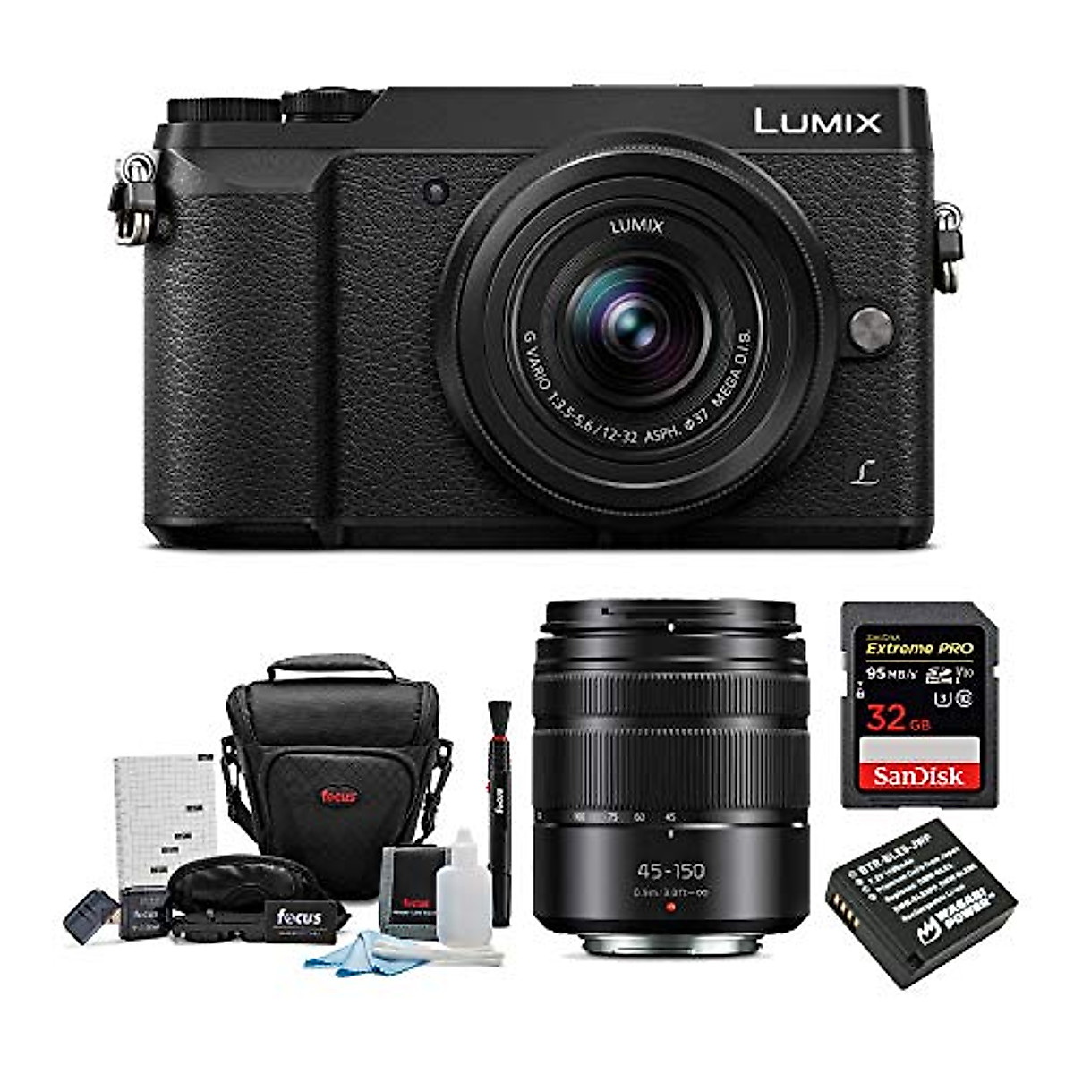Panasonic DMC-GX85WK LUMIX 4K Mirrorless Camera with 12-32mm & 45-150mm Lenses and Holster Bag Bundle (Essentials Bundle)