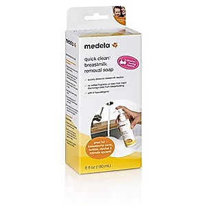 Medela Quick Clean Breast Milk Removal Soap, No Scrub Hypoallergenic Soap for Pump Parts and Nursing Apparel, Removes Breast Milk Residue Up to 3 Days Old, 6 Fluid Ounces (Pack of 1)