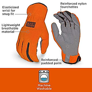 BLACK+DECKER Hedge Trimmer with Easy-Fit All Purpose Glove (BEHT100 & BD505L)