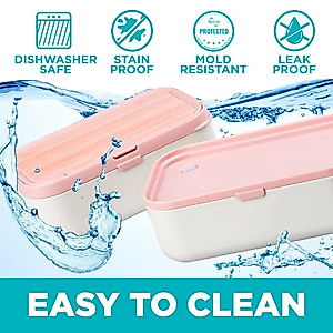 KARRICO Double Premium Bento Box, 67 fl oz BPA Free - Two Stackable Containers with Leak-Proof Lids & Adjustable Dividers For Easy Portion Control & Meal Prep Lunch Box (Dusty Pink)