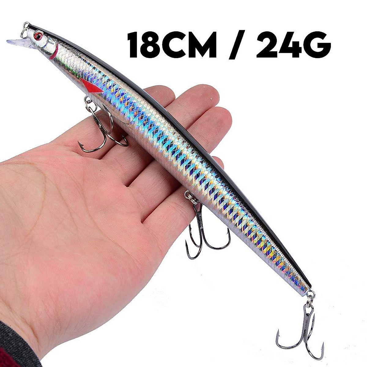 LINGYUE Large Fishing Lures 7.1" Minnow VIB Hard Bait Lures with Treble Hook Lifelike 3D Fishing Eyes Swimbait Crankbait Deep/Shallow Divers Fish Tackle Kits