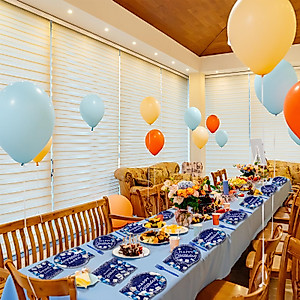 50 Guests Blue Birthday Plates Napkins Happy Birthday Plates Navy Blue and Silver Happy Birthday Plates for Men Women Disposable Paper Plates Napkins Forks Party Decorations Tableware Set 200 PCS