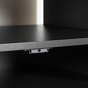 South Shore 2-Door Printer Stand with Storage on Wheels, Pure Black, 19 75 L x 26 W x 27 25 H,