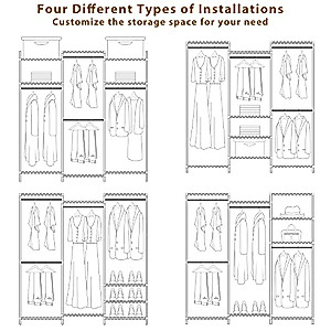 Finnhomy Portable Clothes Rack for Hanging Clothes Heavy Duty Clothing Garment Rack Wardrobe Closet System with 8 Adjustable Shelves & 4 Hang Rods 69" L x 15.8" W x 71" H