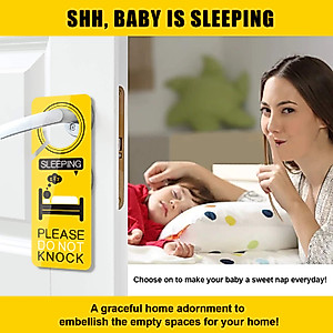 4 Pack Shh Baby Sleeping Door Sign, Dont Ring Doorbell Sign Baby Sleeping Sukh Do Not Knock Or Ring Doorbell Sign PVC Plastic