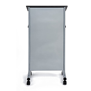 Audio-Visual Direct Wheeled Lectern Podium - Standing Desk with Storage Shelf - Silver/Black - Ideal for Presentations and Laptop Use
