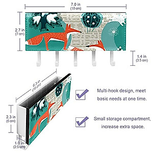 Cute Winter Orange Fox Rabbit Tree Rack Organizer with 5 Hooks Wall Bathroom Kitchen Shelf Rack Multifunctional Storage Shelf