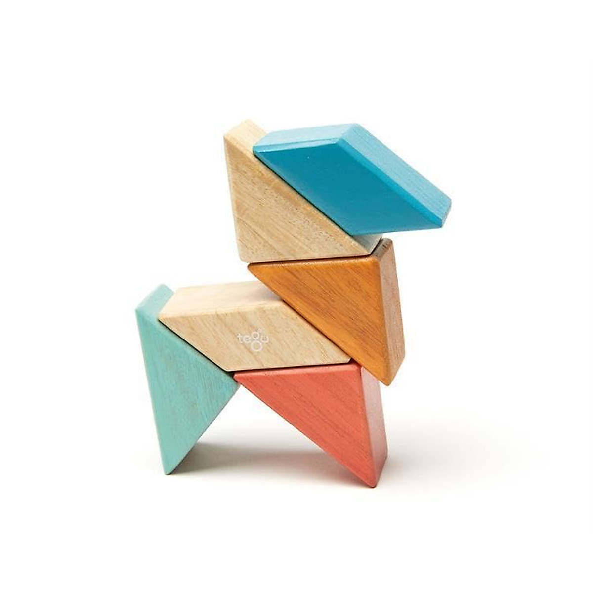 6 Piece Tegu Pocket Pouch Prism Magnetic Wooden Block Set, Sunset