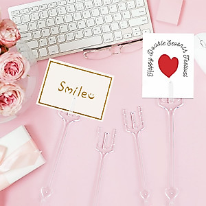 KIMOBER 100PCS Plastic Floral Place Card Holder,9 Inch Transparent Straight Head Flower Picks Photo Memo Clips Gift Card Holder for Flower Arrangements,Wedding and Birthday Party