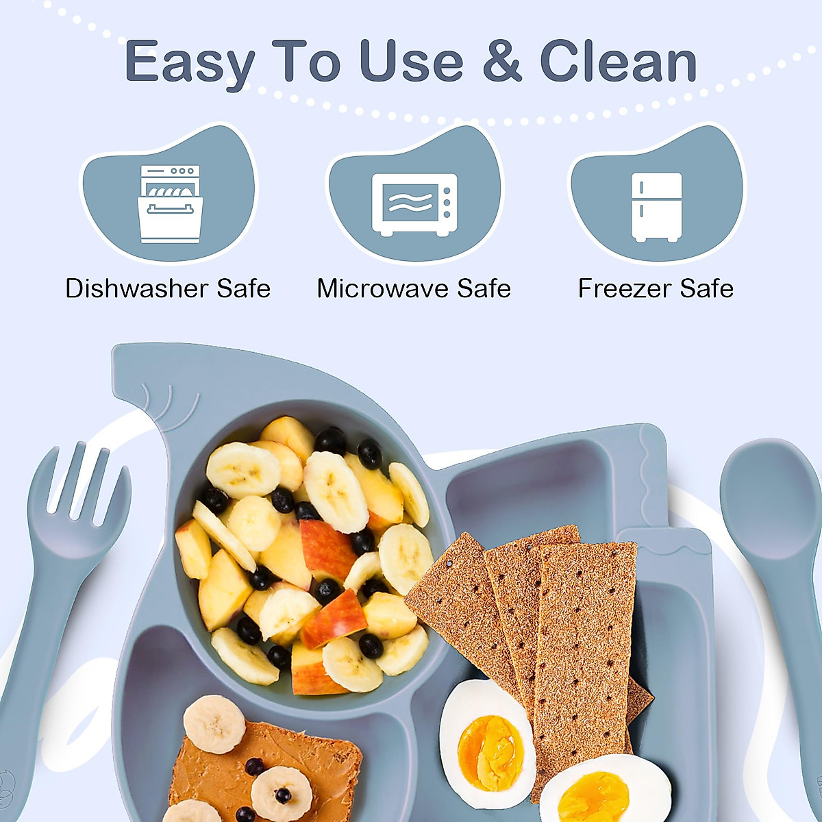 Mummentos Silicone Baby Feeding Set, 8 Pcs Premium Toddler Utensils, Baby Feeding Supplies, Complete Baby Led Weaning Utensils -Plate, Bowl, Baby Bibs, Cups, Baby Spoon and Baby Forks for Self Feeding