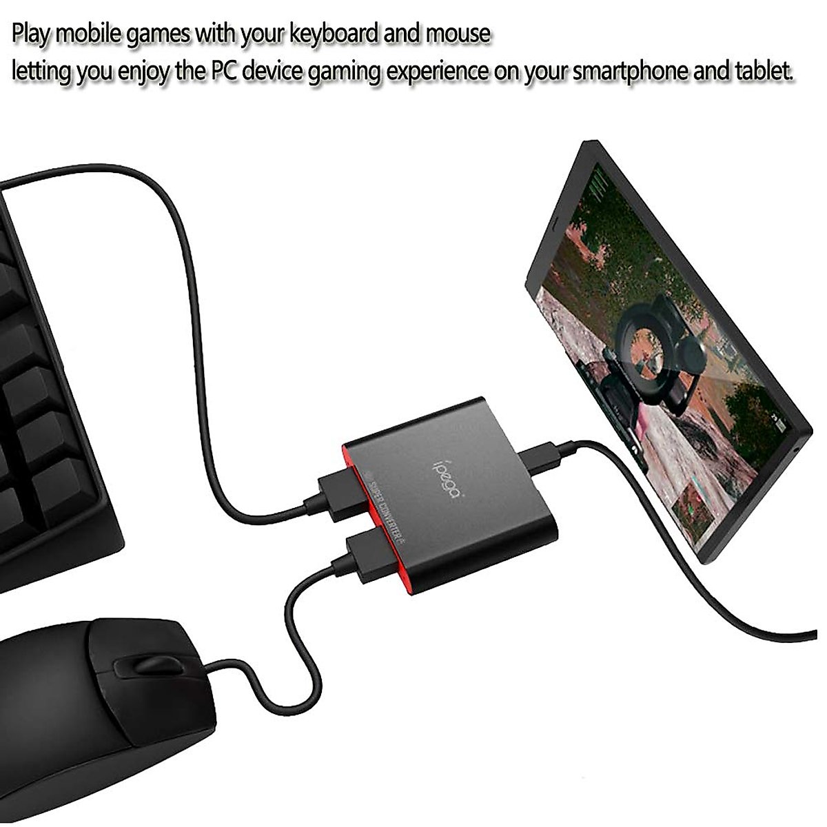ipega PG-9116 Wireless 4.0 Mobile Game Controller Keyboard and Mouse Converter Adapter for Android Devices Smartphone/Tablet (Black)