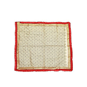 Aditri Creation Set of 1 Large Decorative Red Puja Cloth Fabric Puja Chunari, Pooja Chunar Dupatta (Size :- 29 Inches x 5 Inches) Pooja Items Articles for Decoration for Statue Frame Idol Temple