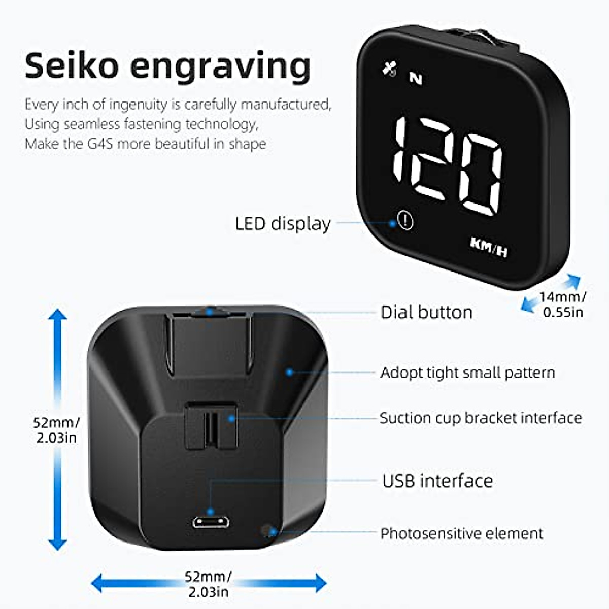 Digital GPS Speedometer, ACoiay Car Universal HUD Head Up Display with Speed MPH Compass, GPS Smart Gauge Speedometer, Overspeed Alarm Trip Meter, Fatigued Driving Alert, for All Vehicle (G4S-White)