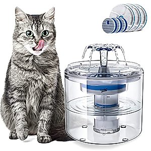 Cat Water Fountain, 88oz/2.6L Ultra Quiet Pump Cat Drinking Waterer with 3 Large Filters 5 Layers Circulating, BPA-Free Automatic Pet Visible Water Level Dog Water Dispenser, Cat Water Bowl