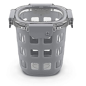 Ello DuraGlass Rounds Glass Food Storage Containers - Meal Prep Bowls with Silicone Sleeve and Airtight Lids, 3 Cup, Gray