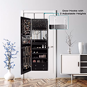 CZDYUF Jewelry Cabinet LED Lights Closet Wall Mounted With Makeup Rack Bedroom Furniture ( Color : D , Size : 14.5"x5"x47" )