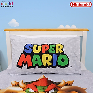 Nintendo Super Mario Official Single Duvet Cover Set, Here We Go Design | Reversible 2 Sided Bedding Cover Official Merchandise Including Matching Pillow Case | Single Bed Set | Polycotton