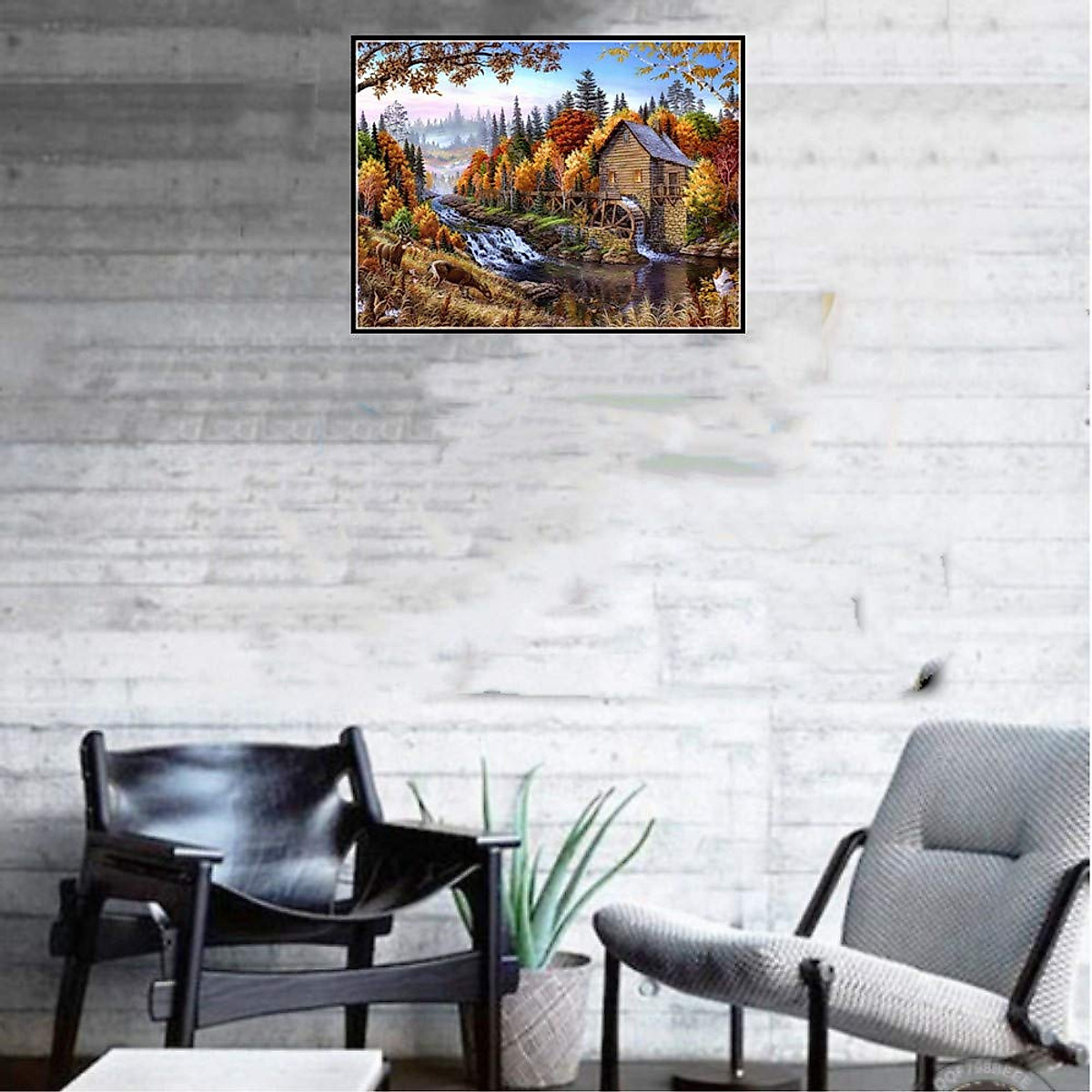 DIY 5D Diamond Painting Full Dril, Xizhendai 5D DIY Embroidery Cross Stitch Paintings Full Round Drill Rhinestone Painting Artwork Home Living Room Bedroom Wall Decor (Farmhouse, 30x40cm)