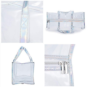 GigabitBest Clear Tote Bag Transparent Bag Stadium Approved Travel Gym See Through Toiletry Bag for Women
