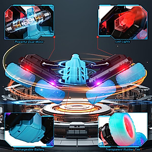 Remote Control Car Toys for Ages 8-12, 2.4Ghz RC Car with Headlights Wheel Lights, Off Road 4WD Rechargeable RC Stunt Car, RC Cars Toys Birthday for Kids Boys Girls (Blue)