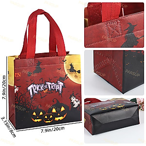 PARSUP 10PCS Halloween Bags,Halloween Tote Bags with Handles, Gift Bags, Multifunctional Non-Woven Halloween Bags for Gifts Wrapping, Trick or Treat, Halloween Party Supplies, 7.9"×7.9"×3.15"