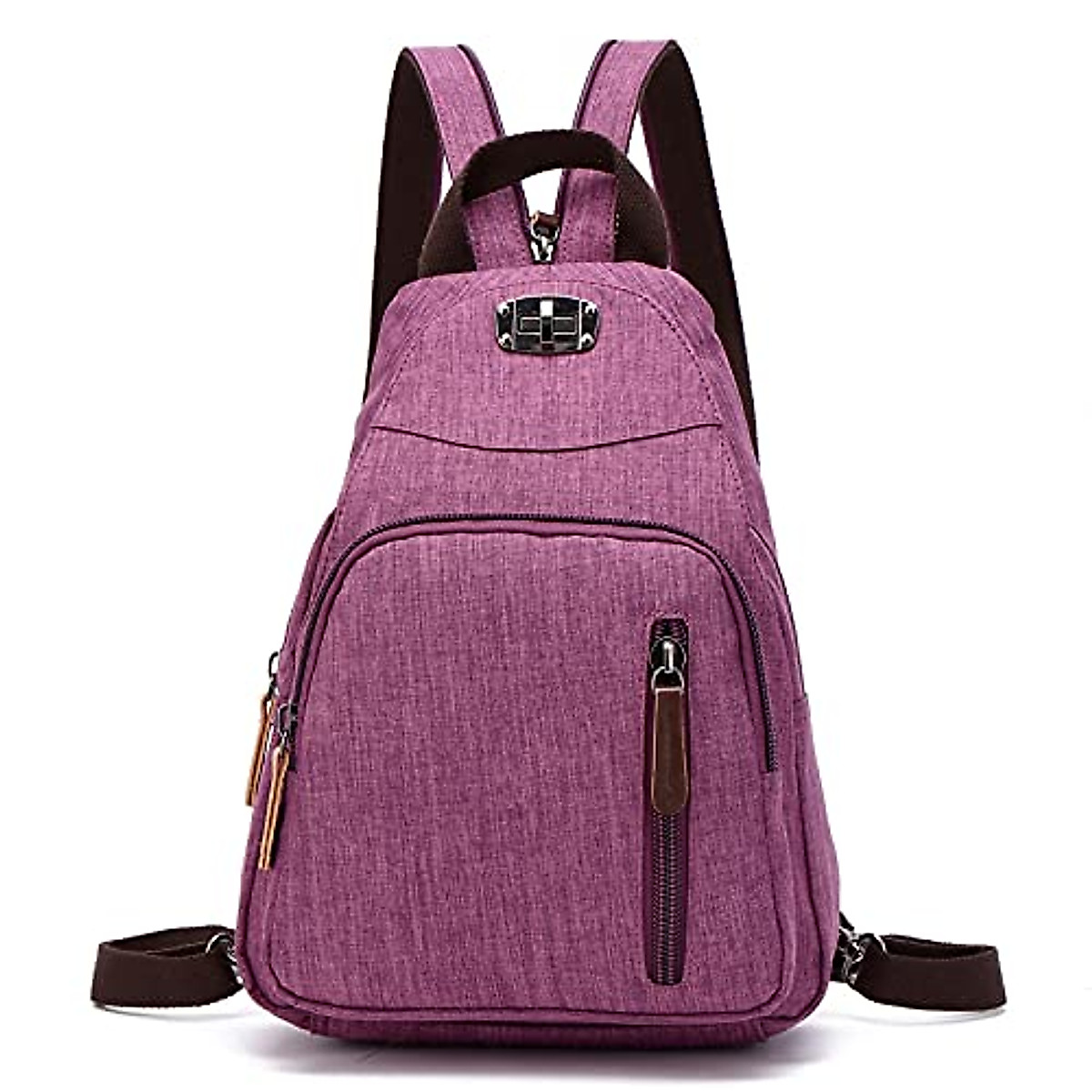 FANDARE Retro Sling Chest Backpack Multipurpose Crossbody Shoulder Bag Travel Backpack for Men Women Outdoor Cycling Indoor Gym Hiking Daypacks Durable Polyester Purple